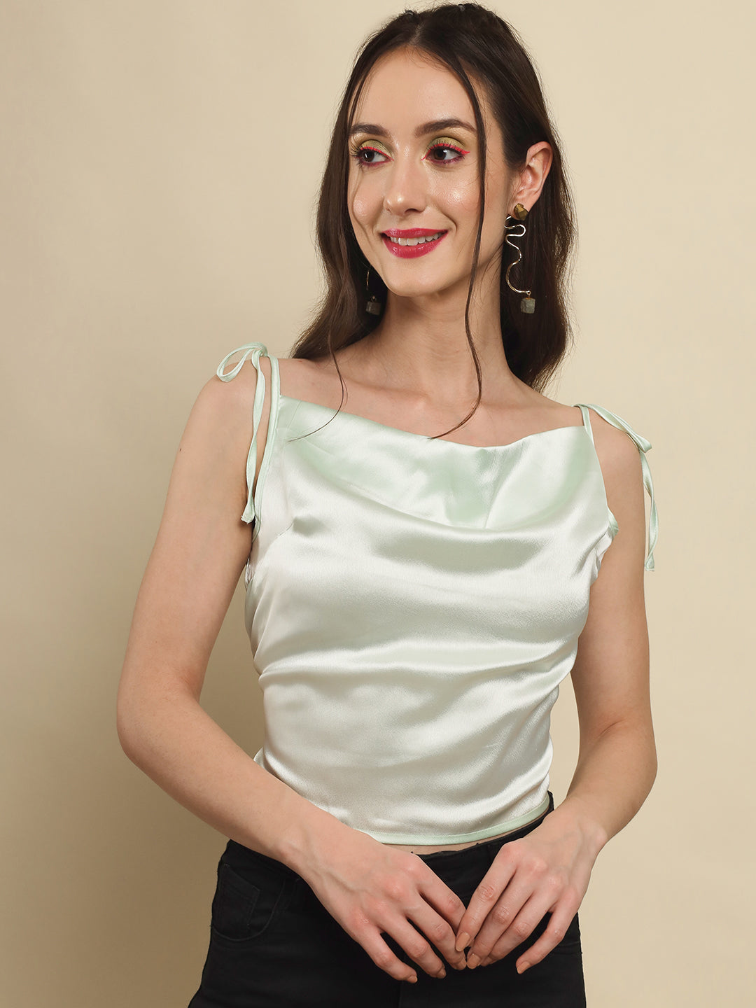 Green Satin Party Top