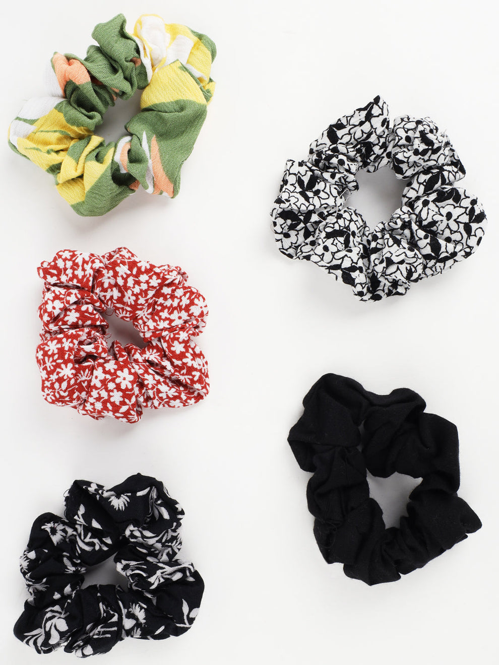 Set of 5 multi coloured printed Scrunchies